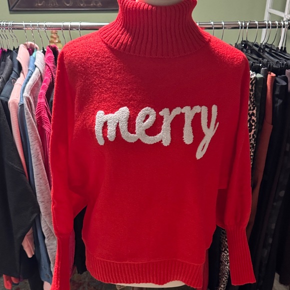 Merry Christmas | Sweaters | Merry Cozy Red Turtleneck Sweater | Poshmark